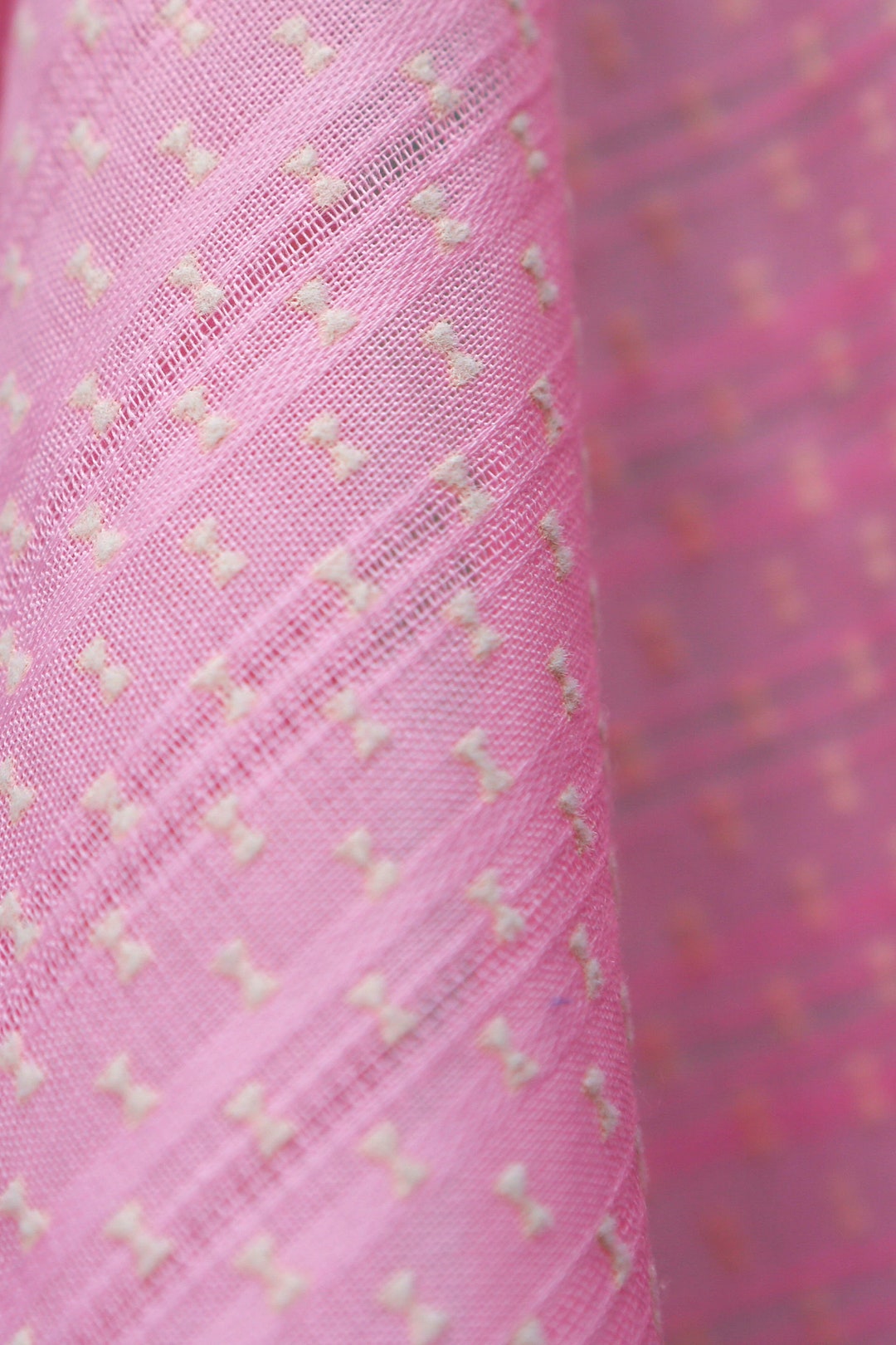 Pink Bow Tie Dotted Swiss Pink Base Fabric W Eyelet . - Etsy