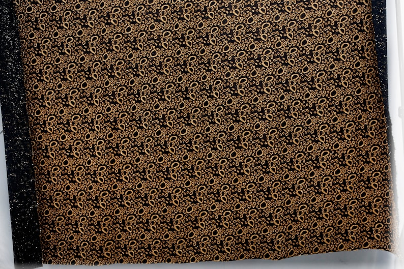 Gold and Black Metallic Thread Stretch Fabric With Random Circle ...