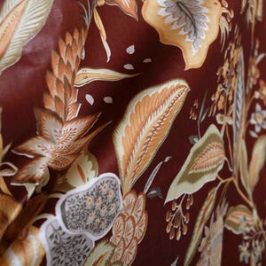 Vintage Jay Yang Brown Ornate Floral Fabric -earth Tones W Coral and ...