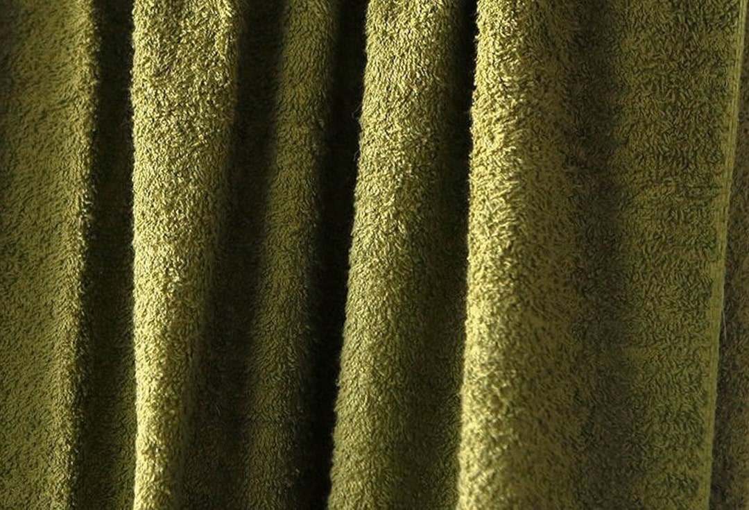 1960's Olive Green Terri Cloth Fabric for Clothing Coverups Towel Like ...