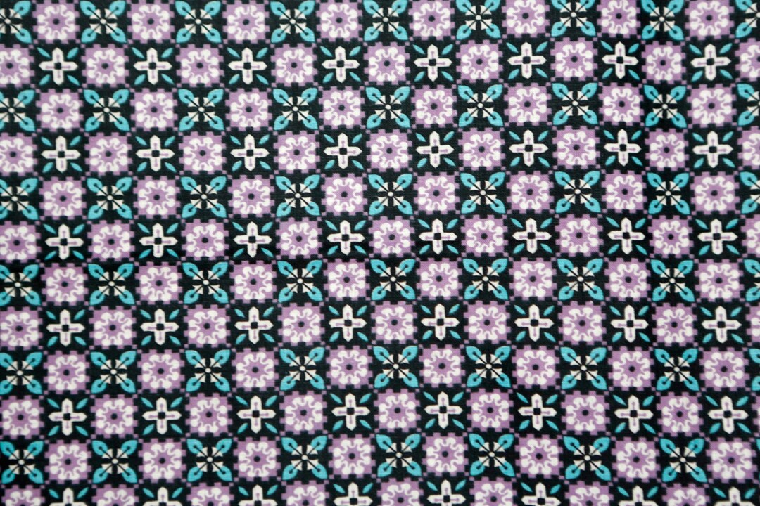 50's Turquoise and Purple Geometric Star Cross Pattern - Fantastic ...