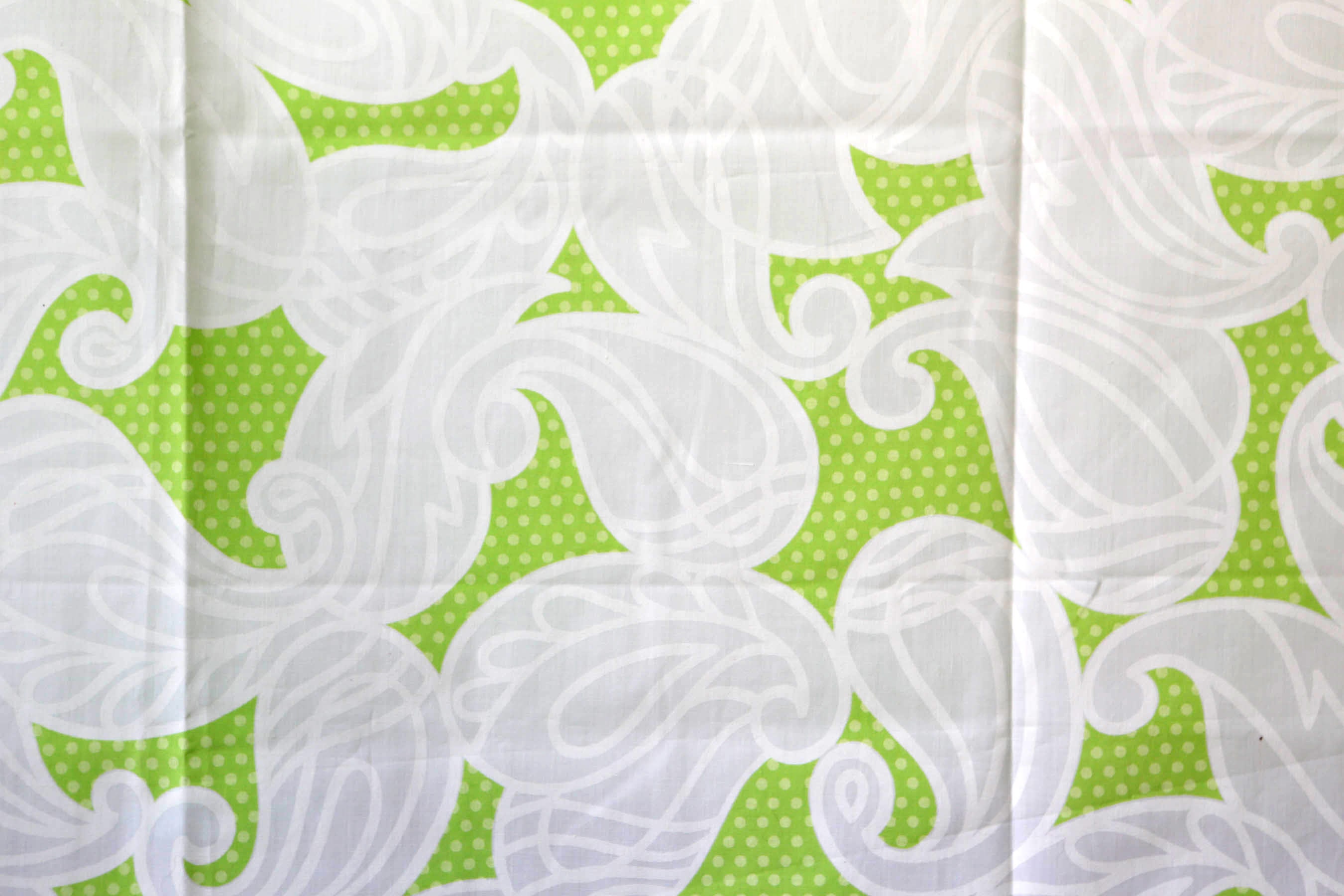 Lime Green and White Hawaiian Vintage Floral Polka Dot Cotton Fabric ...