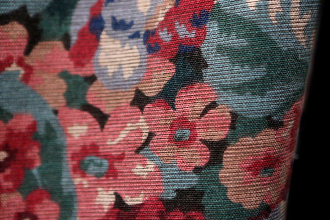 P. Kaufmann Floral Flower Pattern Emerald Colors Burgundy Green Pink ...