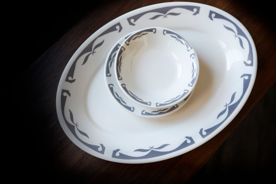 Homer Laughlin Best China Gray Scroll 1960's Restaurant Ware Dishes ...