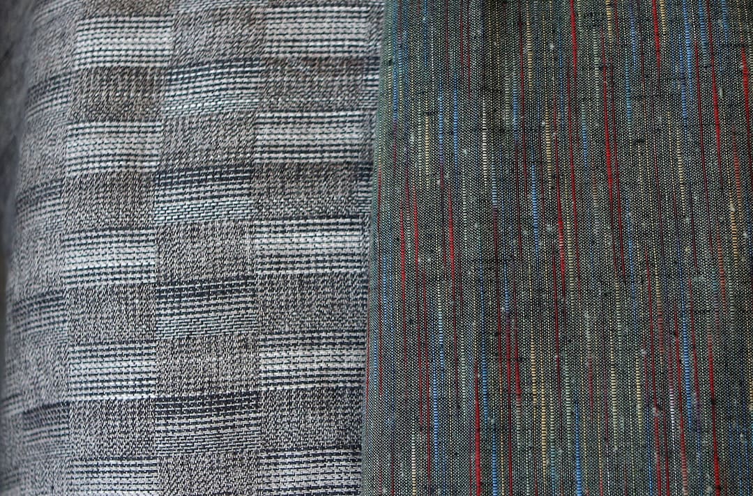 Textured Woven Vintage Nubby Cotton Blend Fabrics - Black and White ...