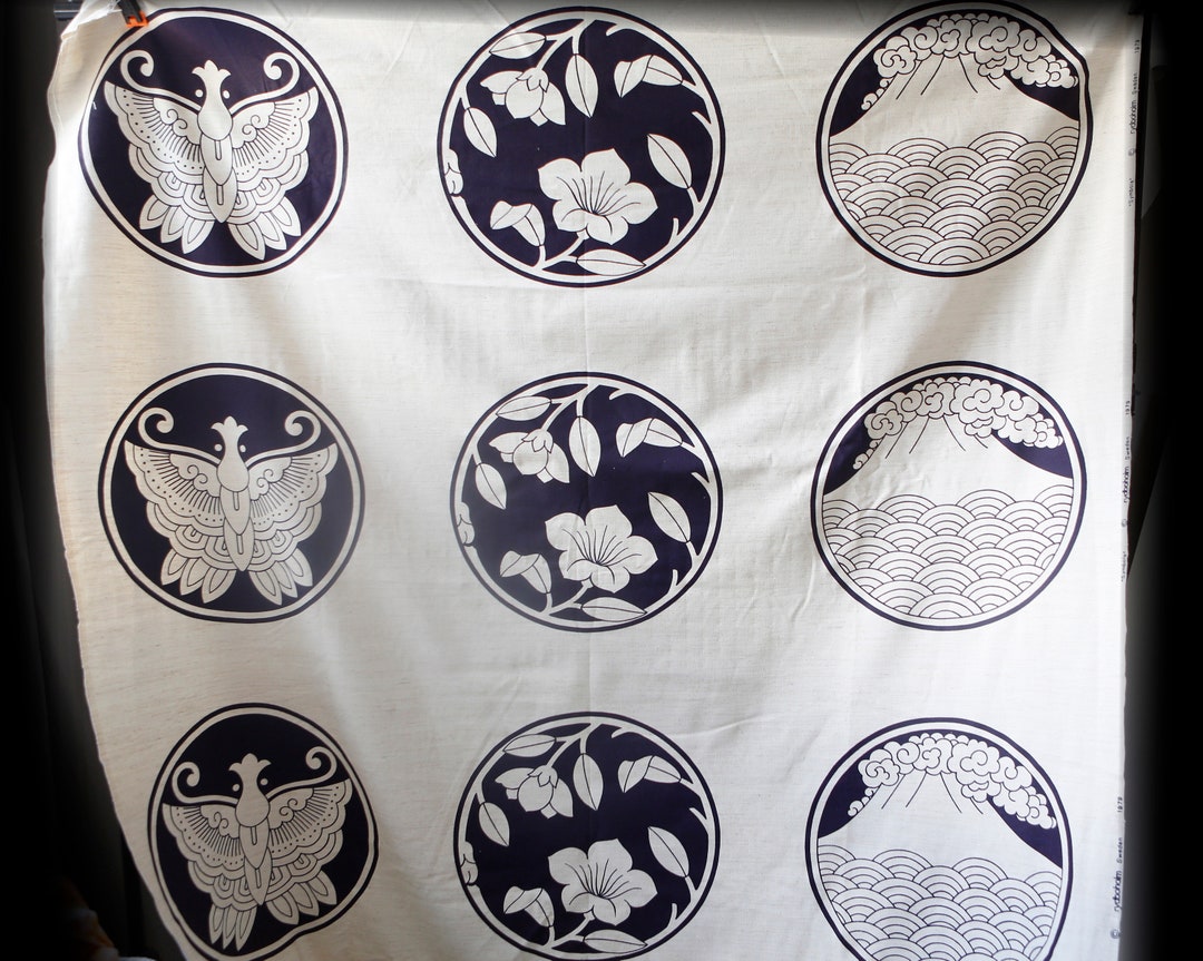 Vintage Swedish Linen-symbols Fabric Rydboholm 1979 Asian Inspired ...