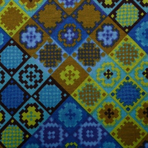 Royal Blue, Lime Green, and Brown Funky 60's Patterned Upholstery ...