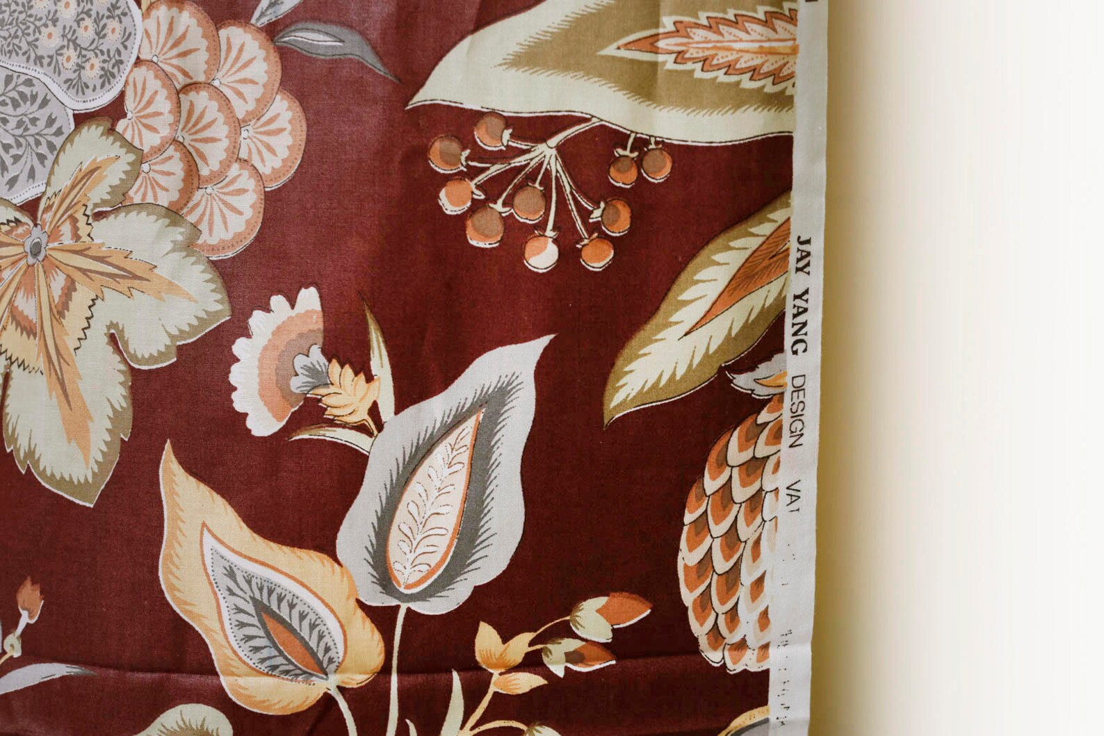 Vintage Jay Yang Brown Ornate Floral Fabric earth Tones W - Etsy