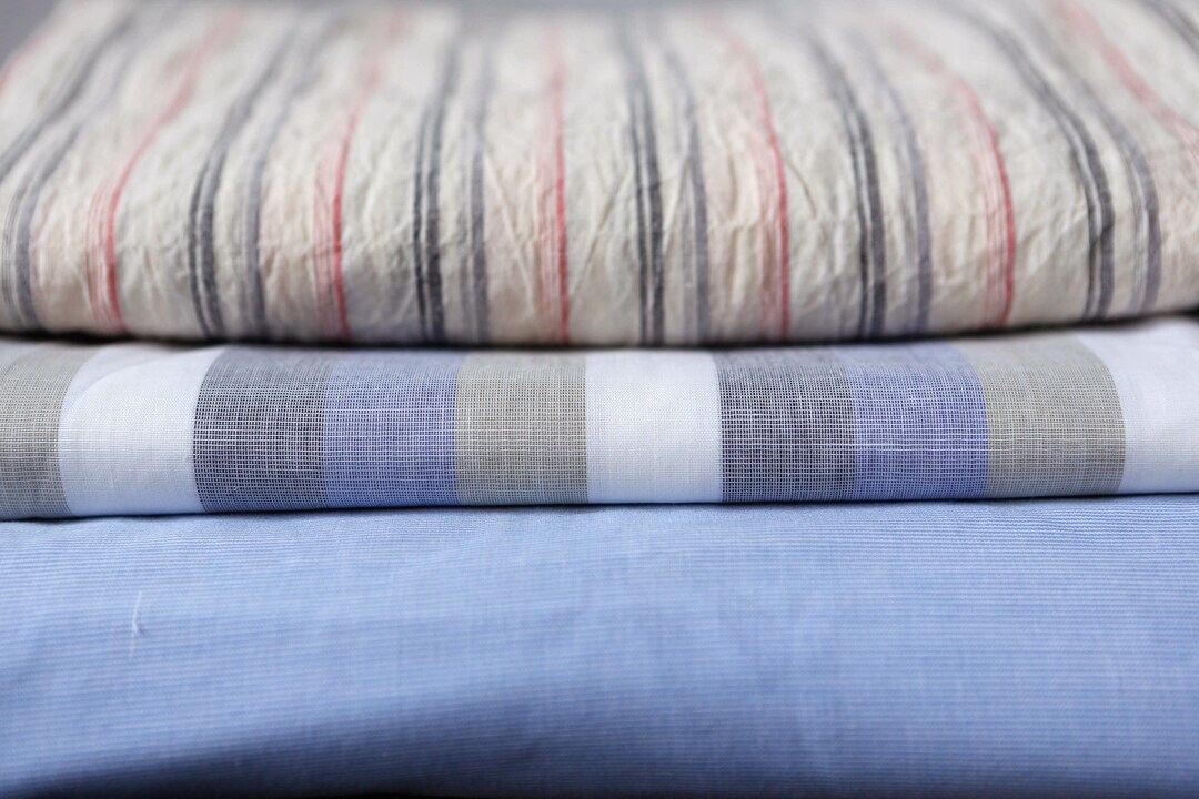 Vintage Lightweight Summer Cotton Fabric - 3 Striped Fabrics for ...