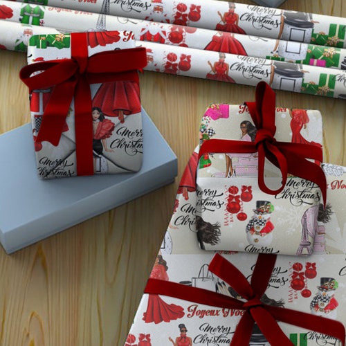 Black Santa Claus Luxury Christmas Wrapping Paper African | Etsy