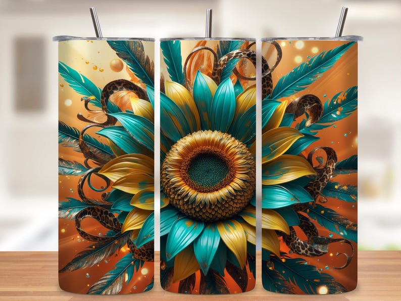 Sunflower Tumbler Wrap PNG Sublimation Design for Skinny Tumblers ...