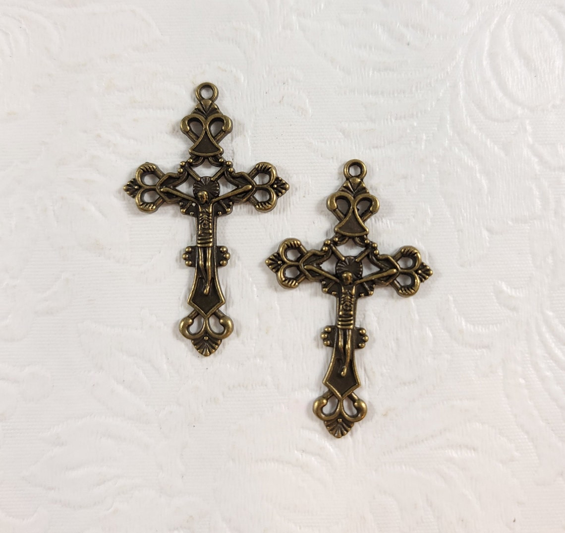Rosary Crucifix Lot of 2 / Rosary Crosses Antique Bronze Finish ...