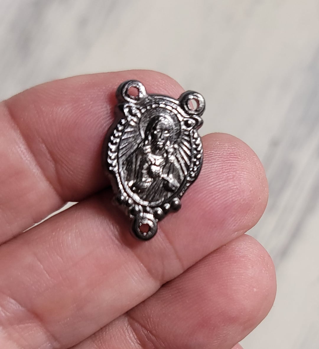 Gun Metal Sacred Heart Holy Family Rosary Centerpiece / Gun Metal ...