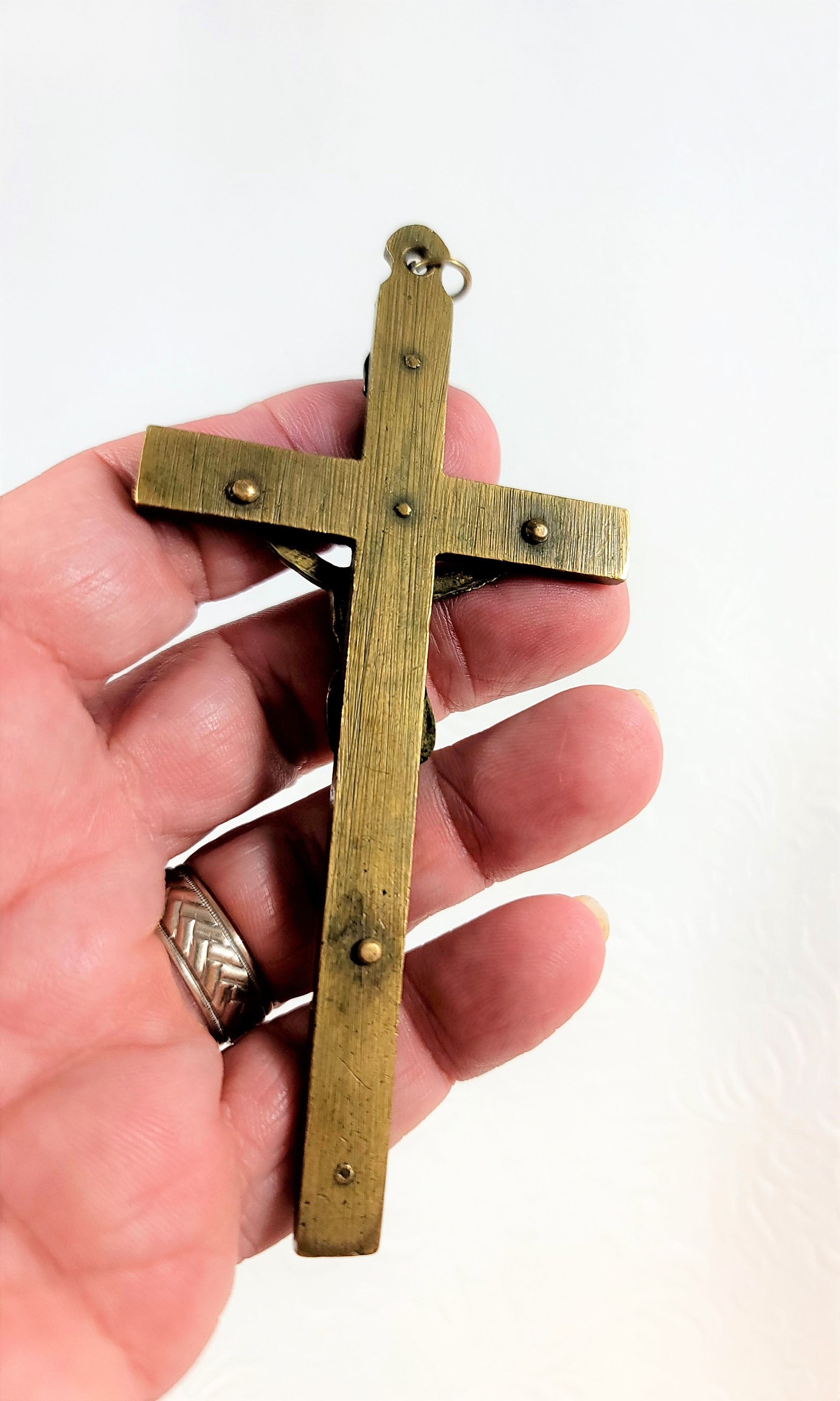 Vintage Distressed Crucifix Skull & Crossbones Wood Inlay - Etsy