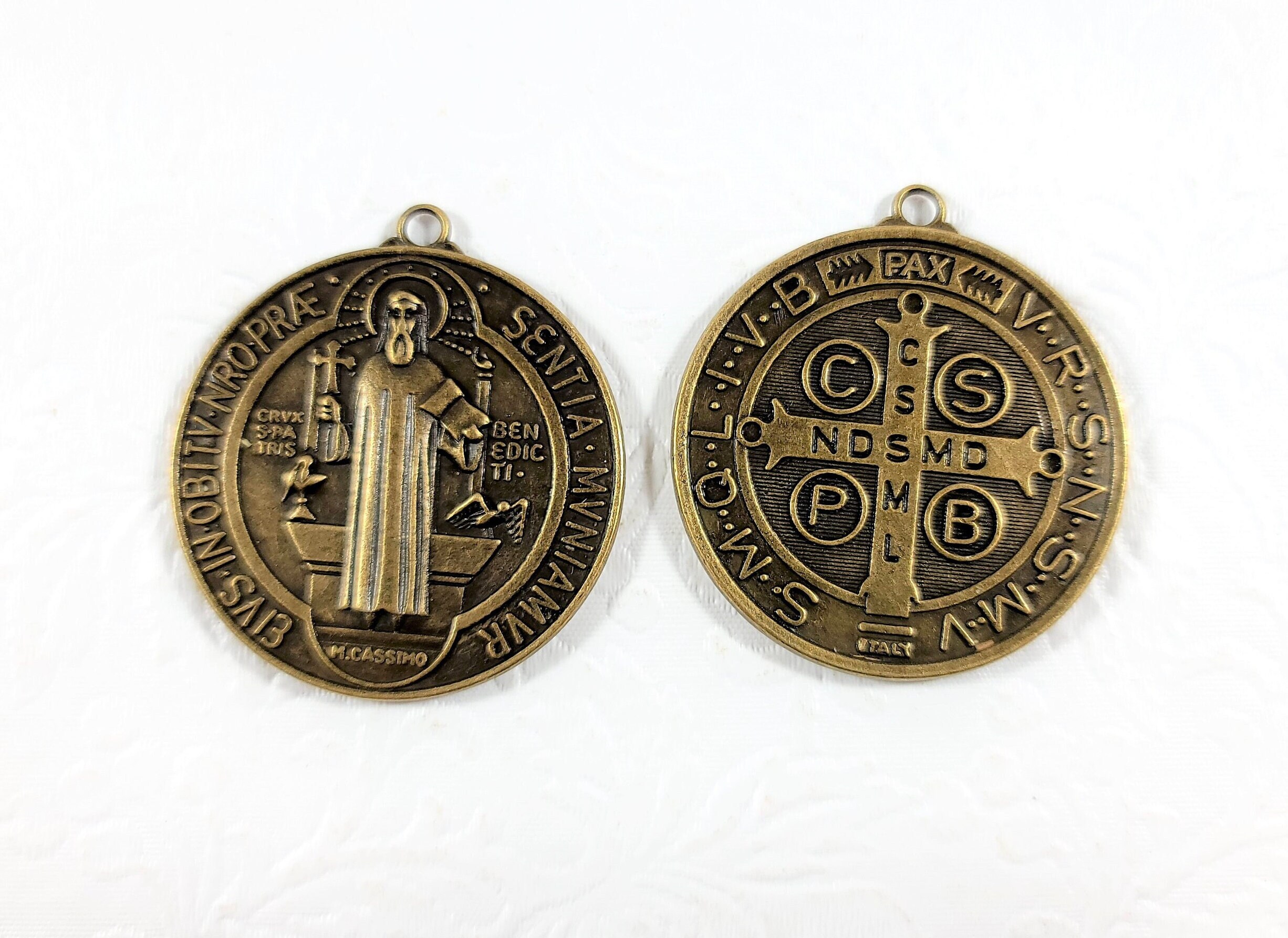 Extra Large Saint Benedict Medal Pendant Antique Bronze 1.75 - Etsy