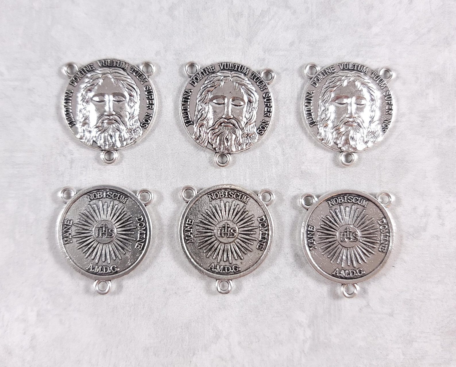 Jesus Christ Holy Face Rosary Centerpiece LOT / Silvertone Rosary ...