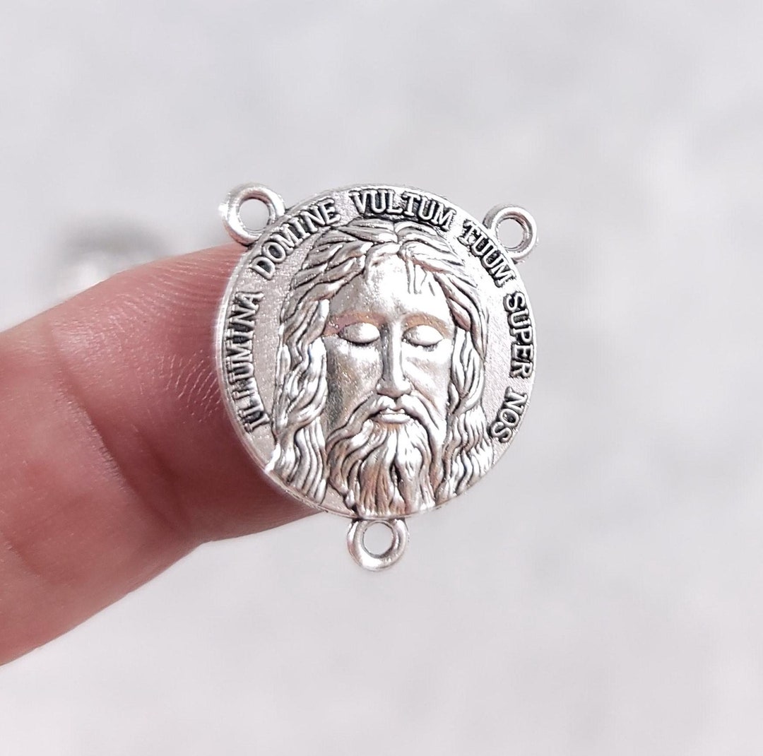 Jesus Christ Holy Face Rosary Centerpiece LOT / Silvertone Rosary ...