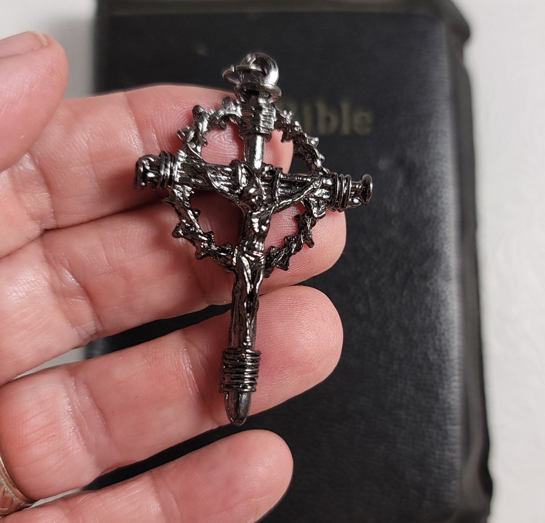 Gun Metal Crown and Nails Crucifix / 2 5/16 Length / Gun Metal Cross ...