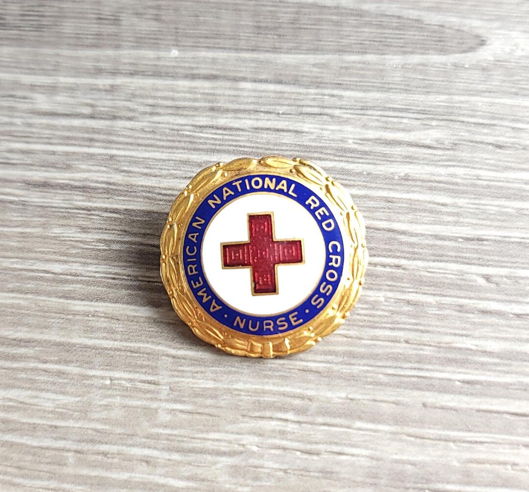 Vintage Enameled American National Red Cross Nurse Pin / Numbered Pin ...