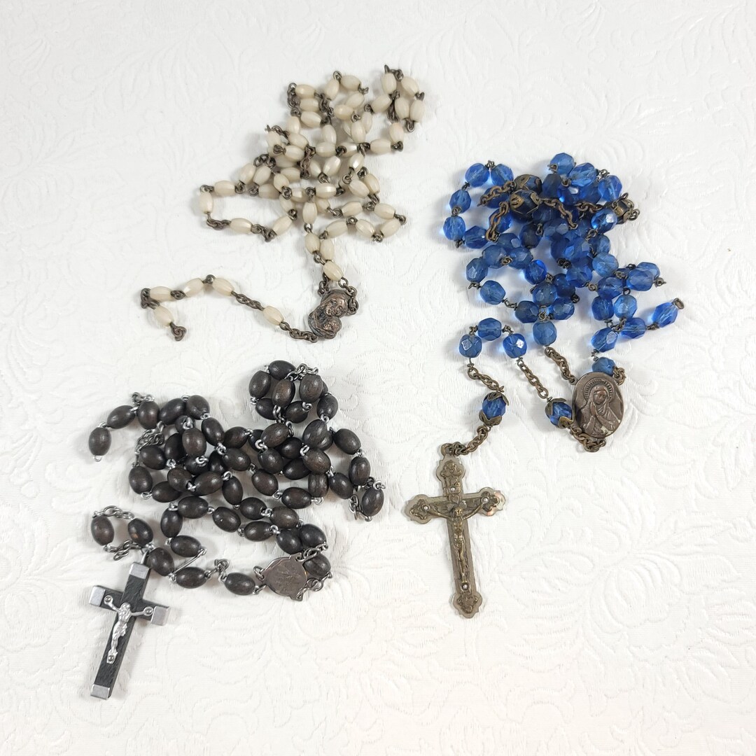 BROKEN ROSARY LOT / 3 Broken Catholic Rosaries / Plastic and Crystal ...