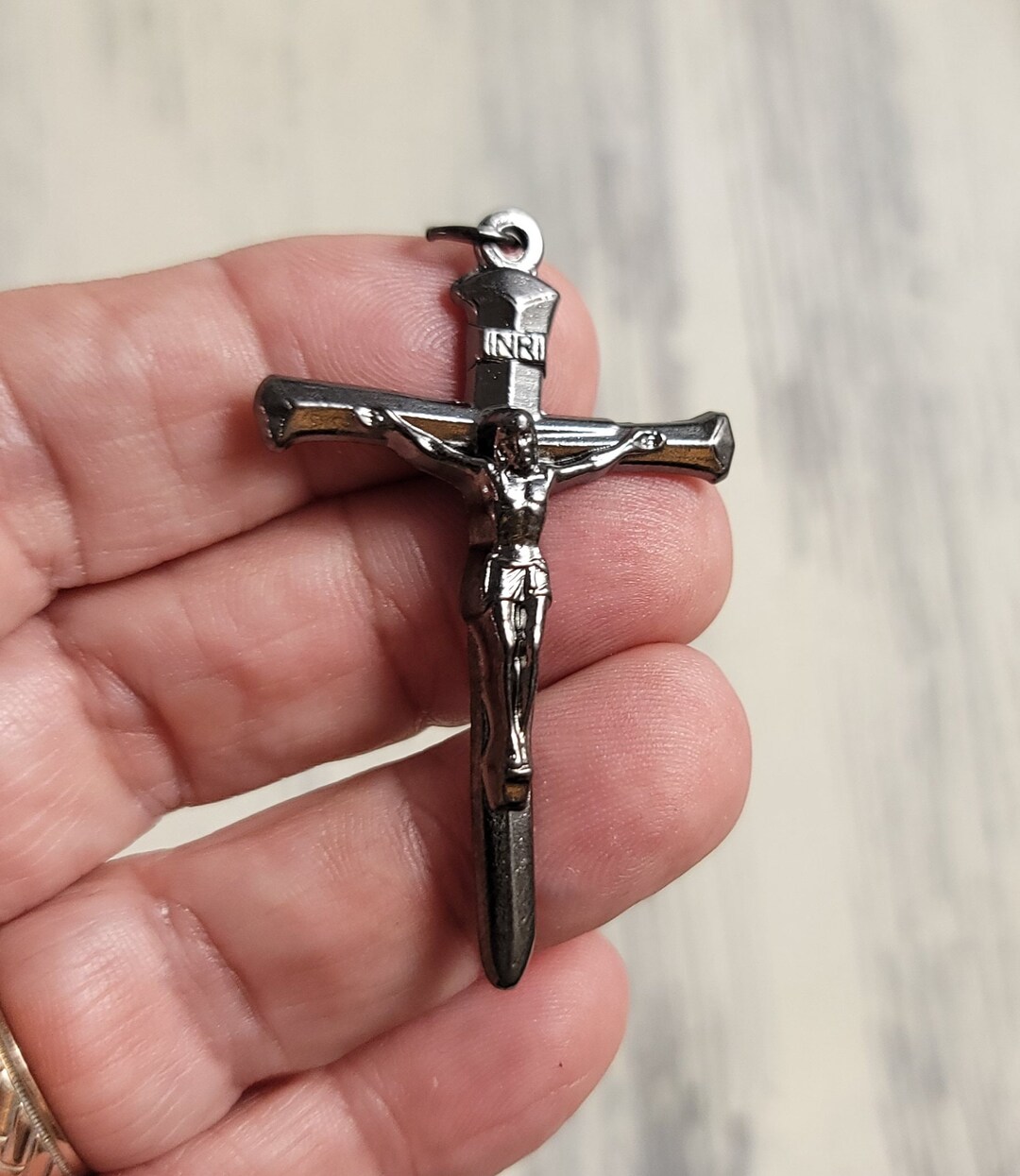 Gun Metal Nail Crucifix / 2 Inch Length / Gun Metal Cross / Gun Metal ...