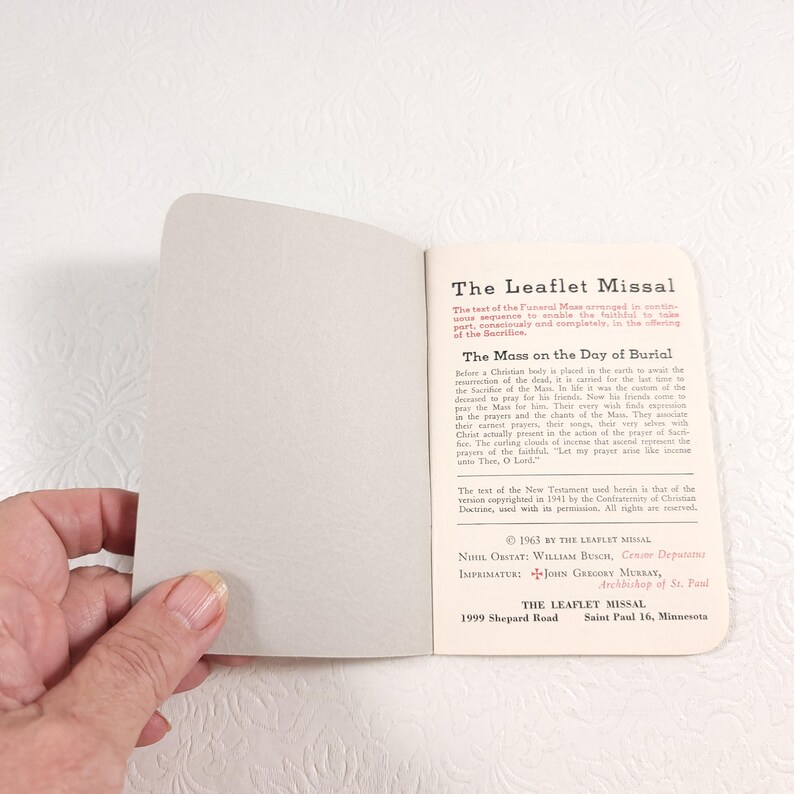 The Mass on the Day of Burial Prayer Booklet / Vintage 1963 / Leaflet ...