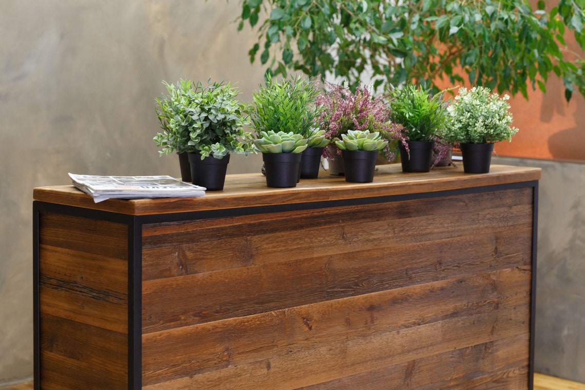 Old Wood Bar Counter Reception Desk - Etsy