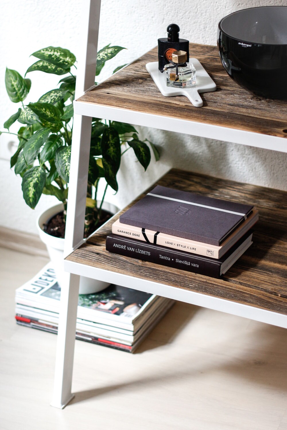 Shelving Unit Ladder from reclaimed old Wood and Metal