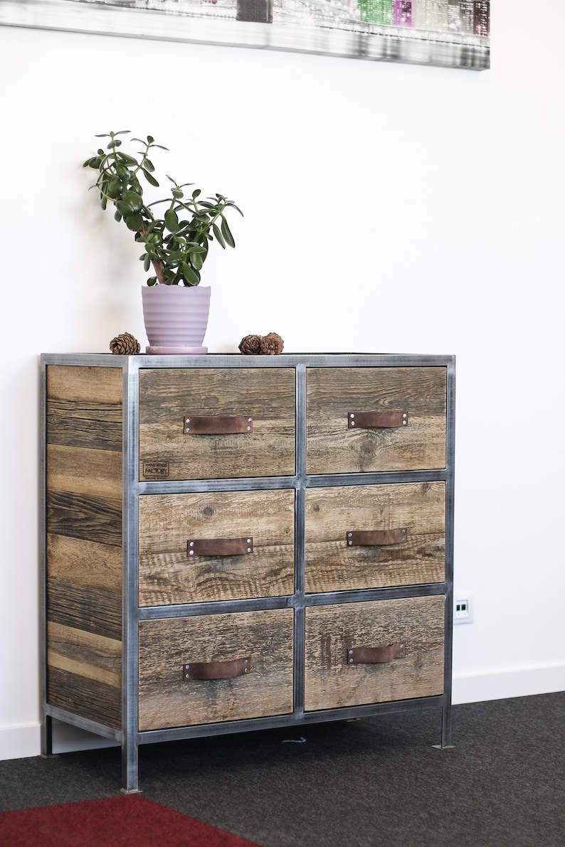 Industrial Reclaimed Wood Chest of Drawers - Etsy UK