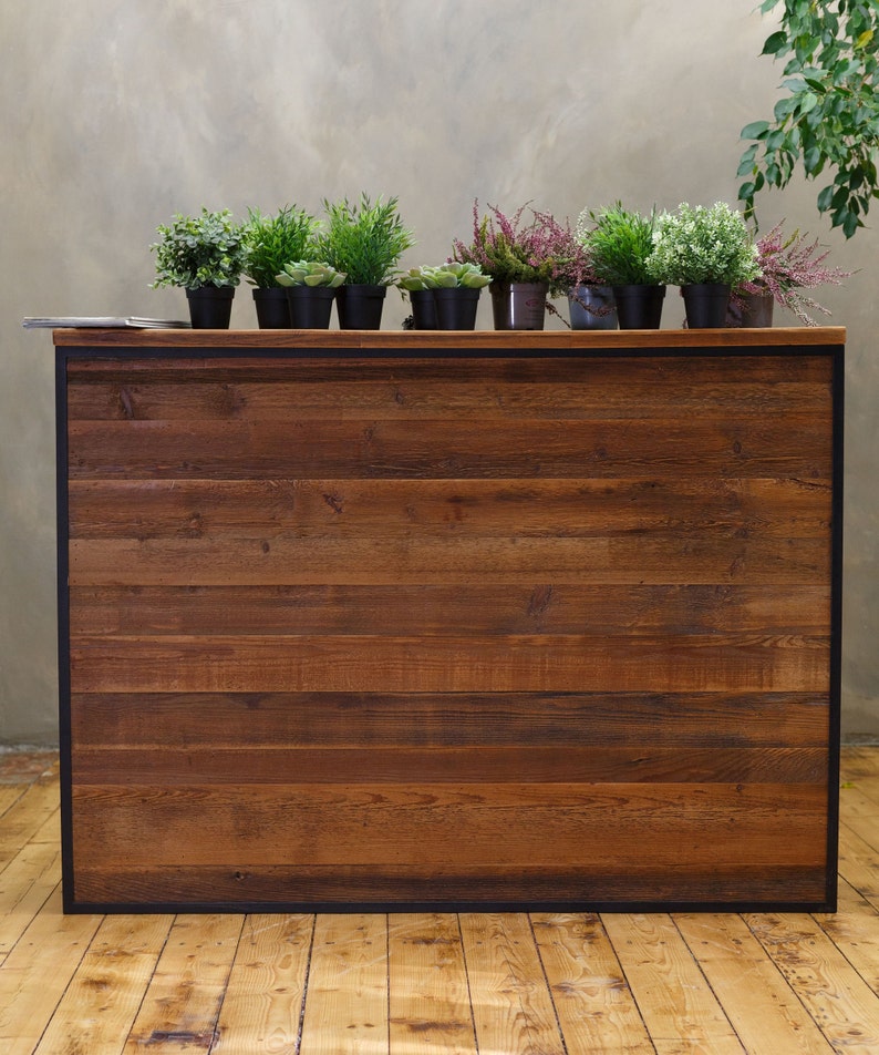 Old Wood Bar Counter Reception Desk - Etsy