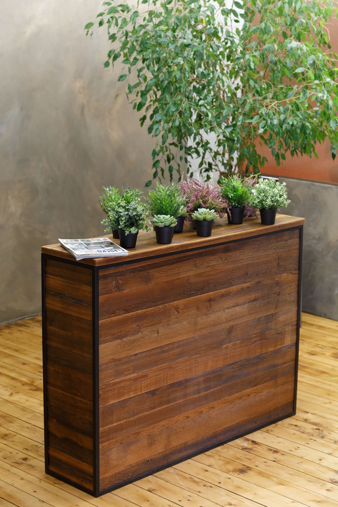 Old Wood Bar Counter Reception Desk - Etsy