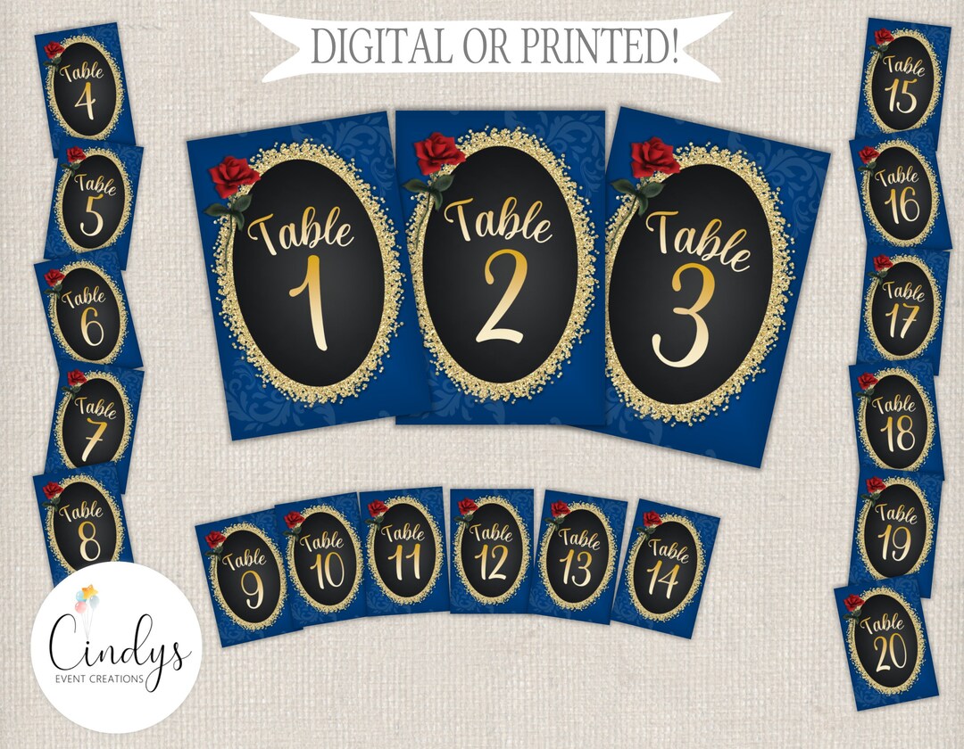 Beauty and the Beast Table Numbers - Etsy