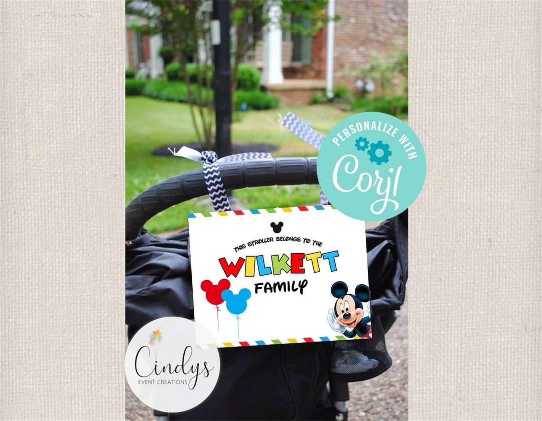 Editable Mickey Mouse Stroller Sign - Etsy