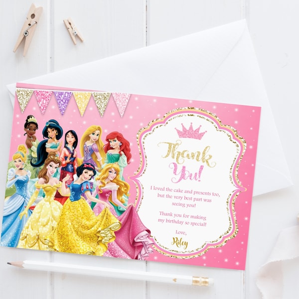 Princess Thank You Card Digital - Etsy