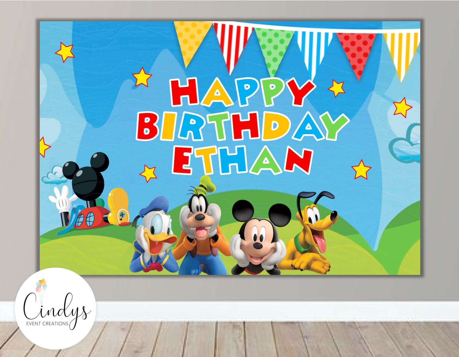 DIGITAL Mickey Mouse Backdrop Birthday Mickey Mouse Banner | Etsy