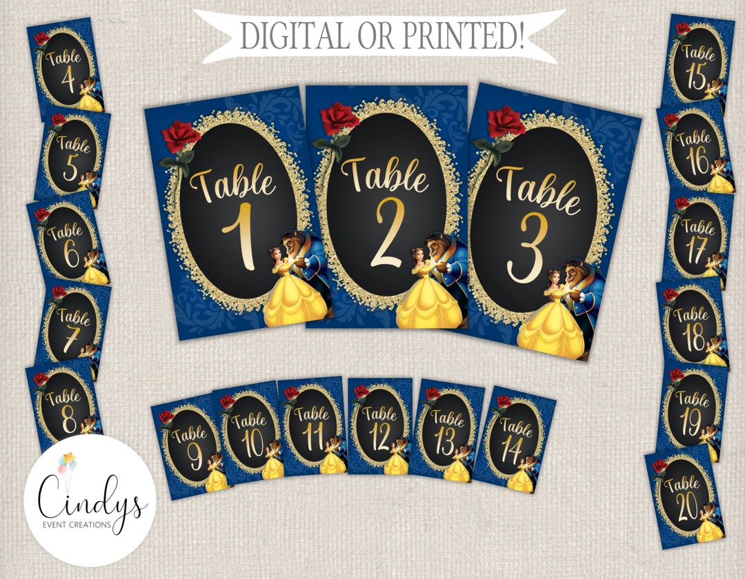 Beauty and the Beast Table Numbers - Etsy