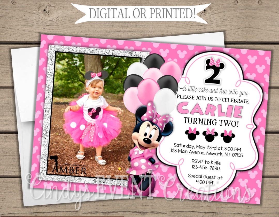 Minnie Mouse Birthday Invitation, Digital Minnie Mouse Invitation ...