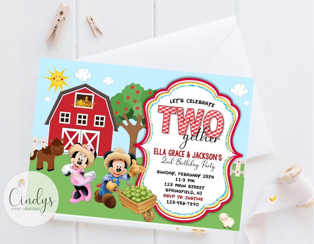 Mickey Mouse and Minnie Mouse Farm Invitation - Etsy