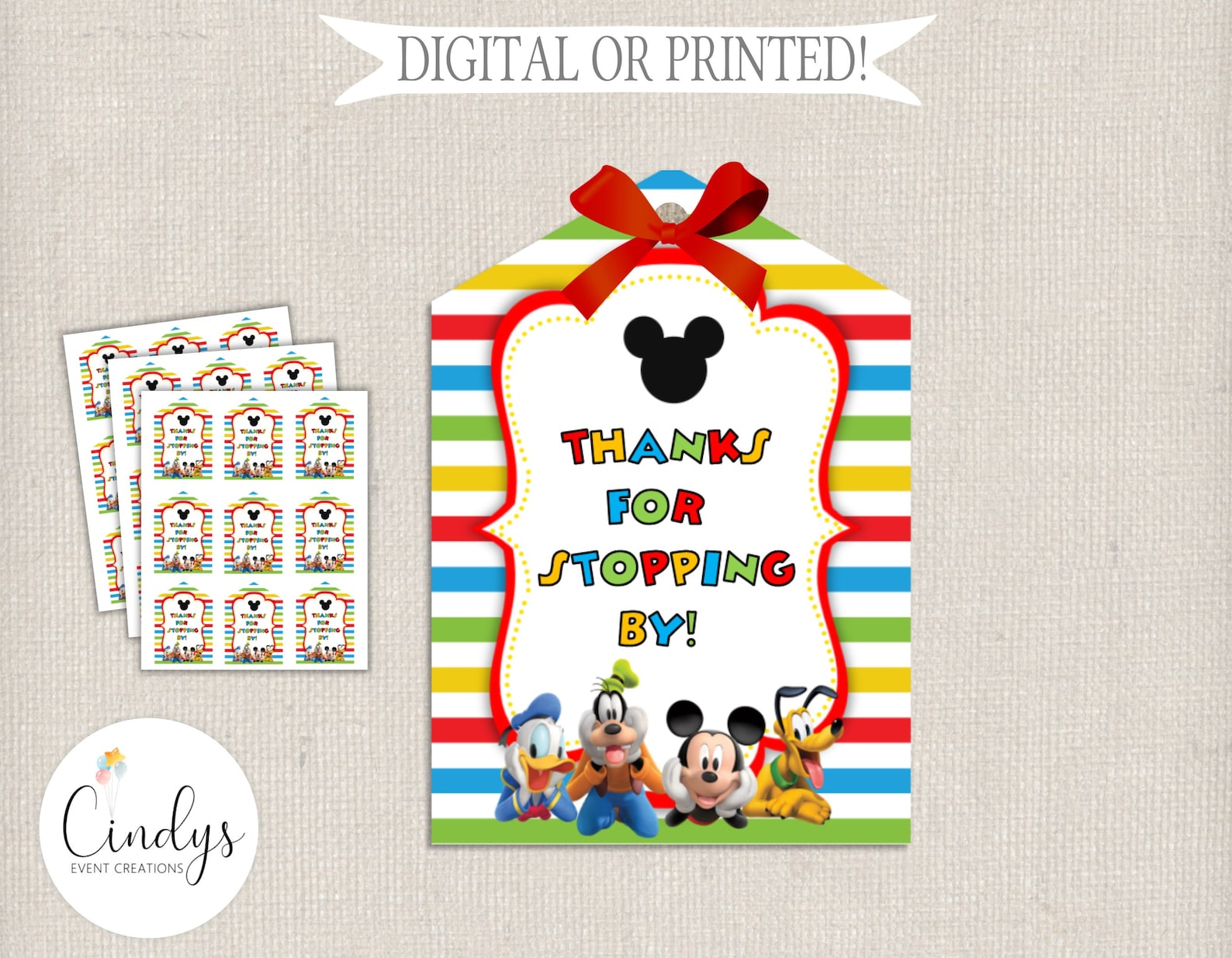 Mickey Mouse Birthday Favor Tags DIGITAL | Etsy