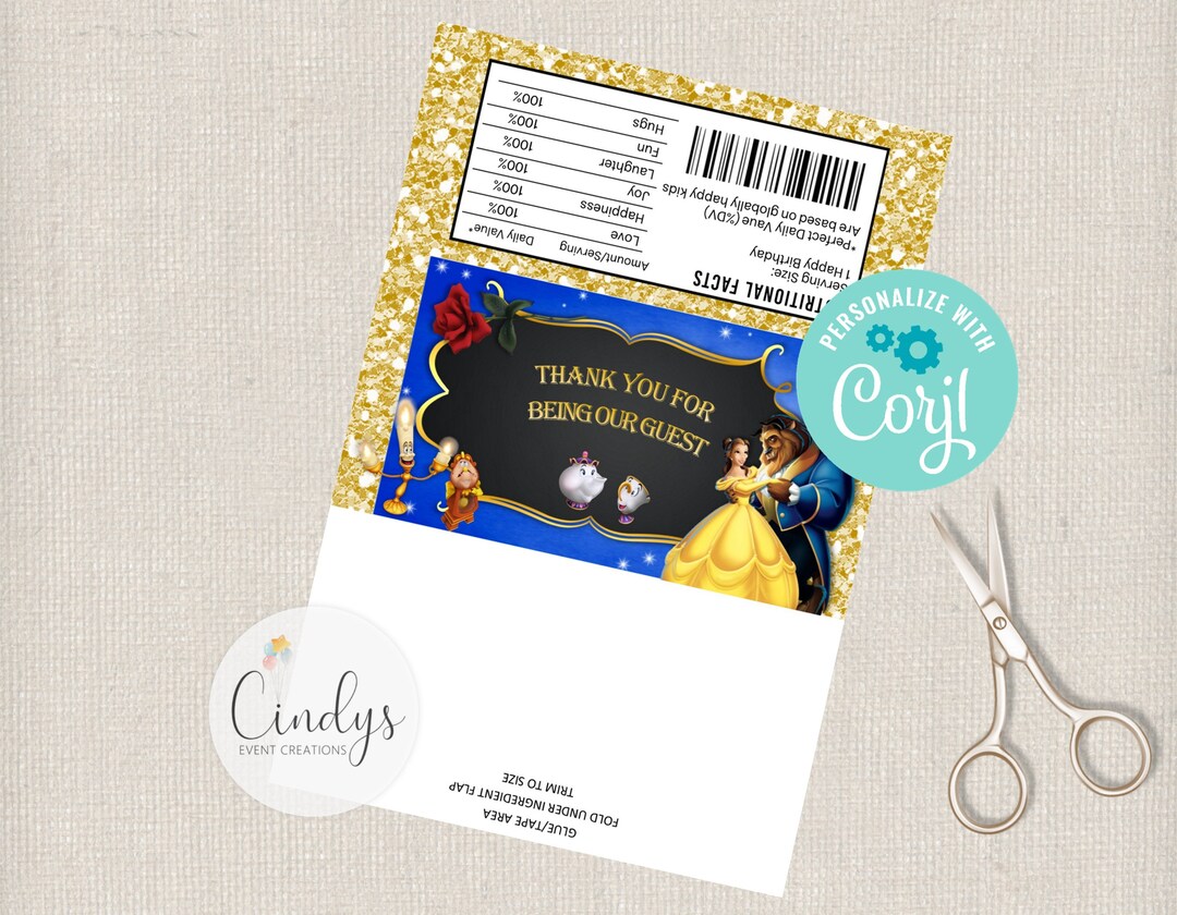 Editable Beauty and the Beasy Candy Bar - Etsy