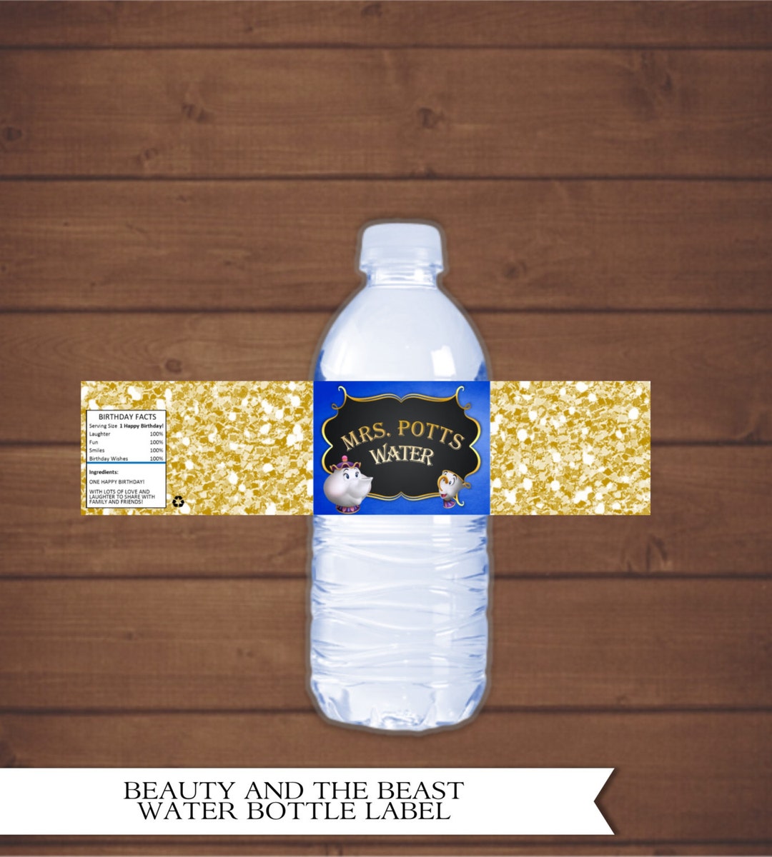 Beauty and the Beast Water Bottle Label - Etsy