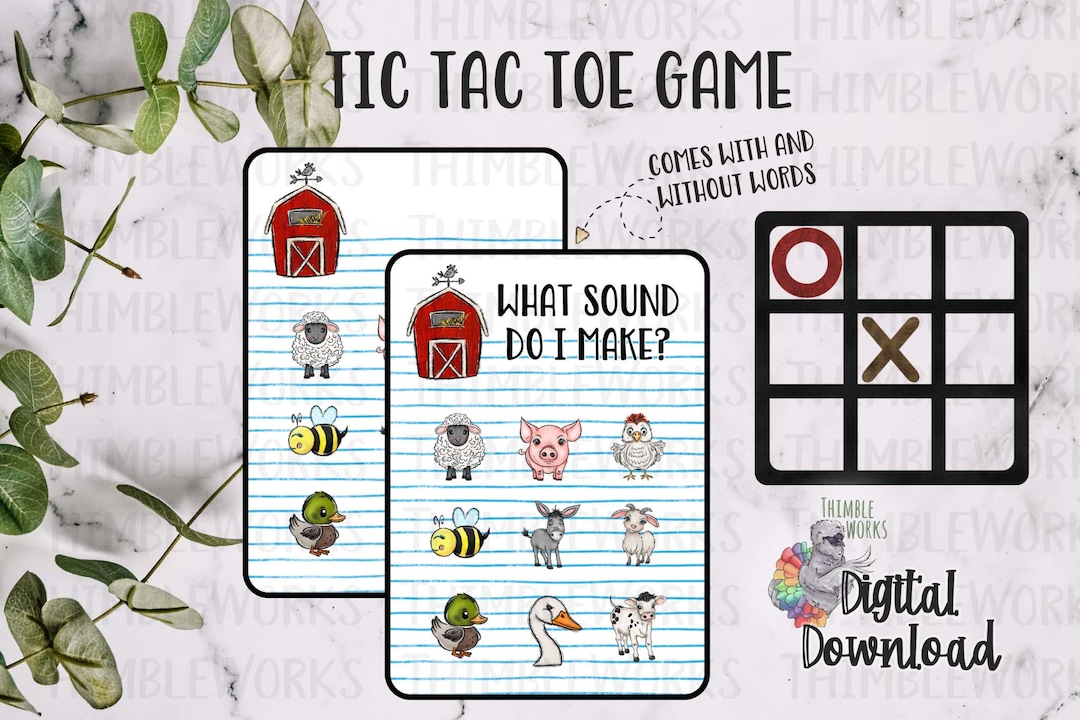 Tic Tac Toe Animal Sublimation Design, Animals Design, Toddler Design ...