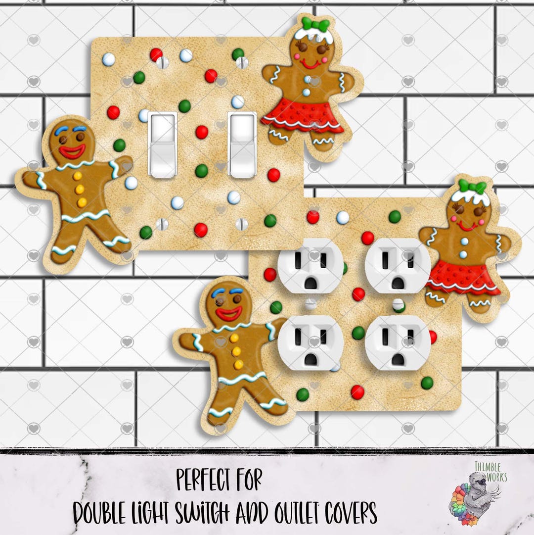 Gingerbread Double Outlet and Light Switch Cover Sublimation Design ...