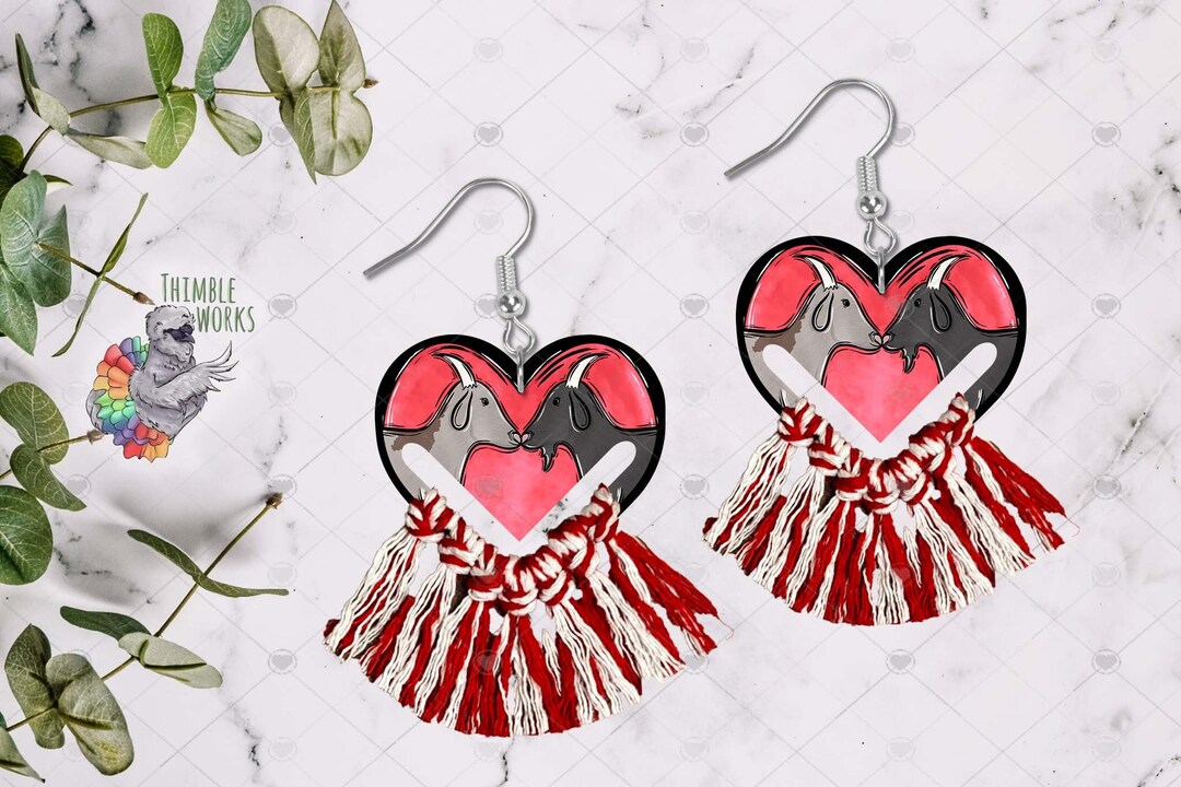 Love Goats Sublimation Design, Kissing Goat Earring, Goat Earrings ...