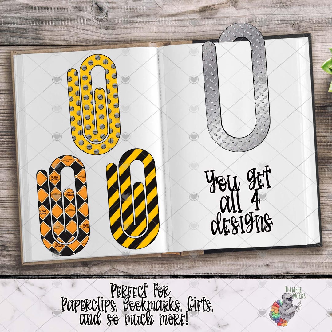 Construction Paperclip Bookmark Design, Manly Bookmark Sublimation ...