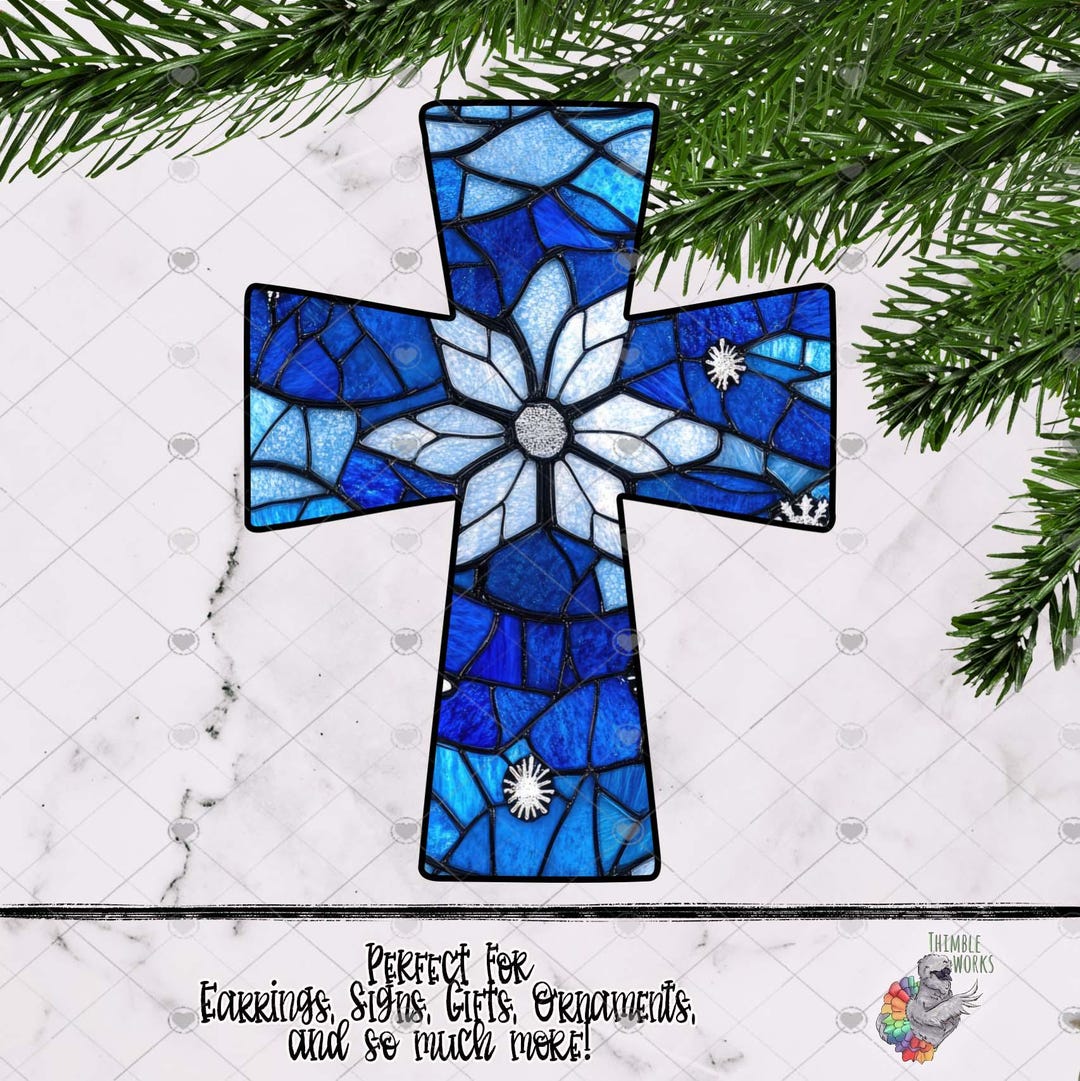 Stained Glass Christmas Cross Design, Ornament Design, Christmas ...