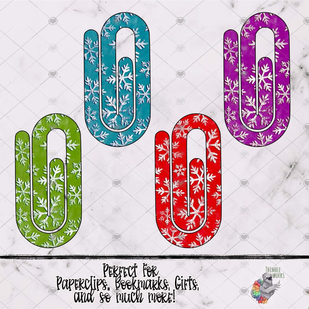 Paperclip Bookmark Design, Bookmark Sublimation Design, Snowflake ...