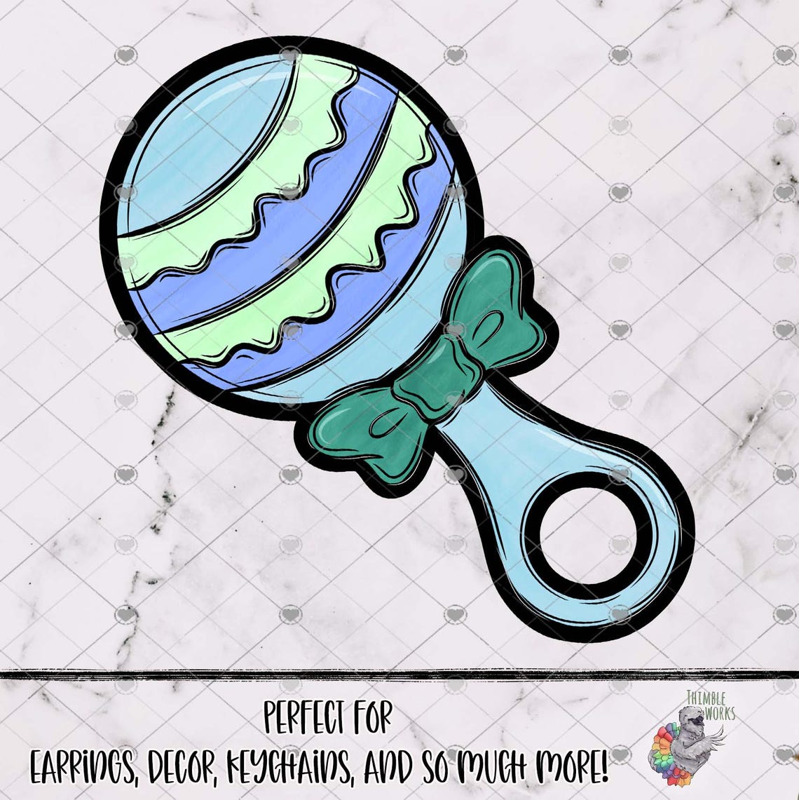 Blue Boy Baby Rattle Sublimation Design, Rattle Earring, New Mom, Baby ...