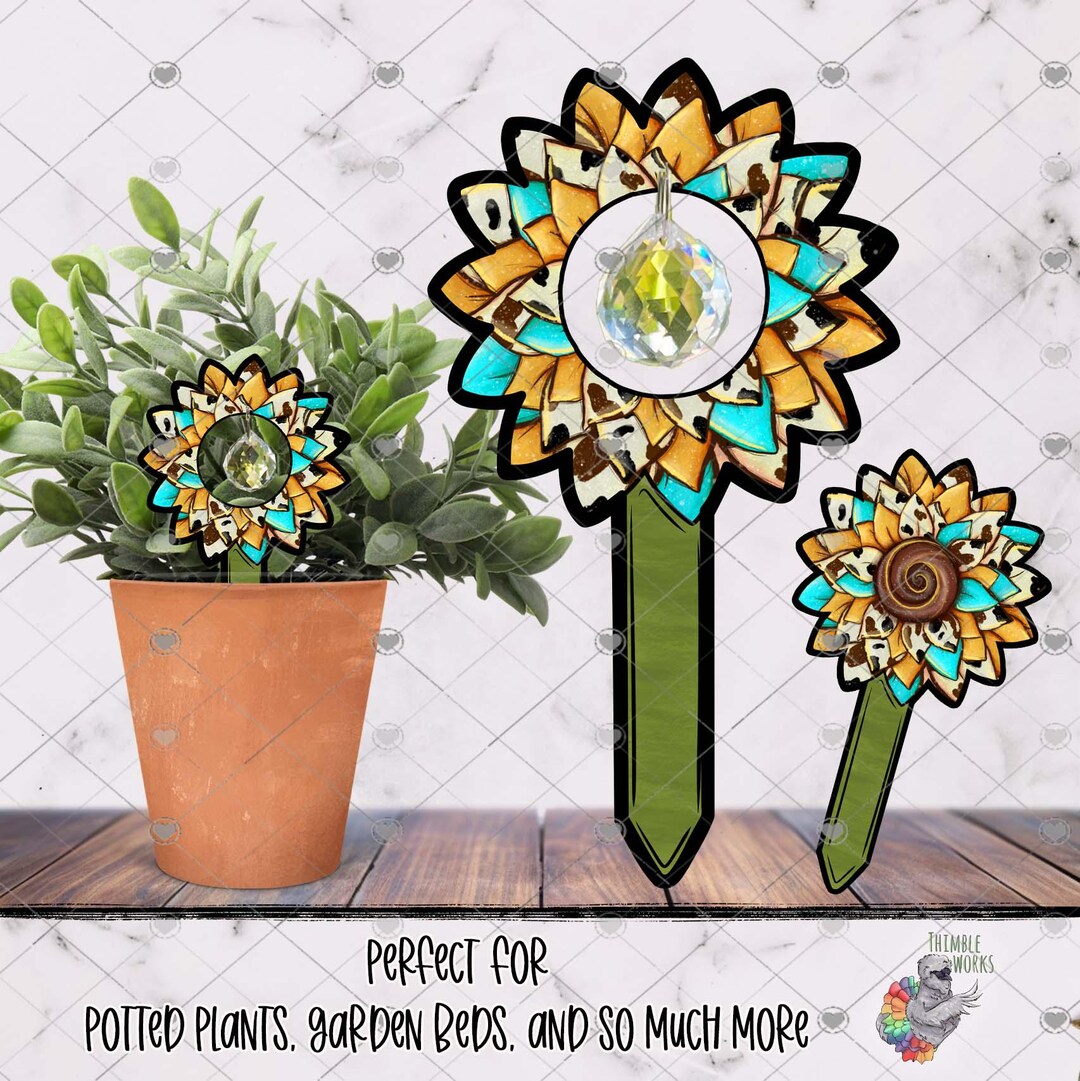 Sunflower Garden Stake Sublimation Design, Spring Garden Gnome Garden ...