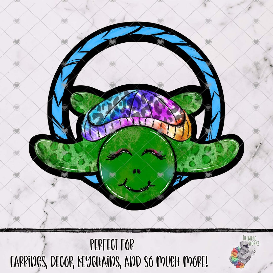 Sea Turtle Leather Sublimation Design, Hoop Earrings, Turtle Leather ...